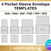 Pocket Sleeve Envelope Templates, BUNDLE, Blank Envelope SVG, Dxf, Png ...