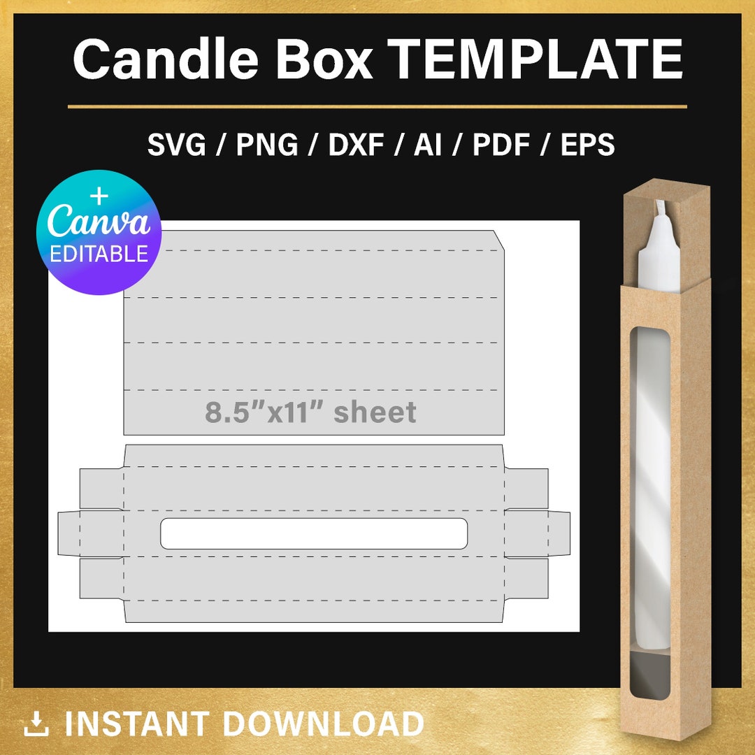 Tall Candle Box Blank Template With Window DIY Candle Gift - Etsy