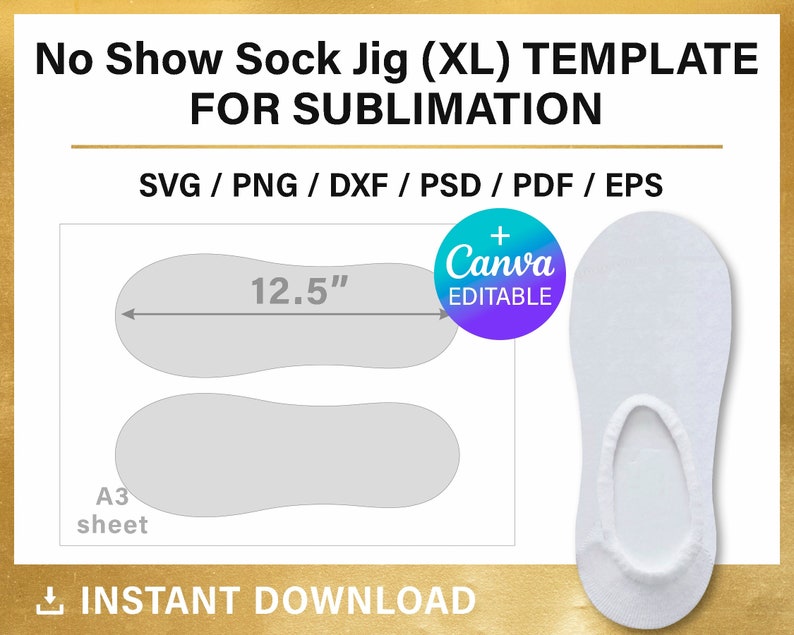 No Show Sock Jig Template 12.5 Inches for Sublimation XL - Etsy