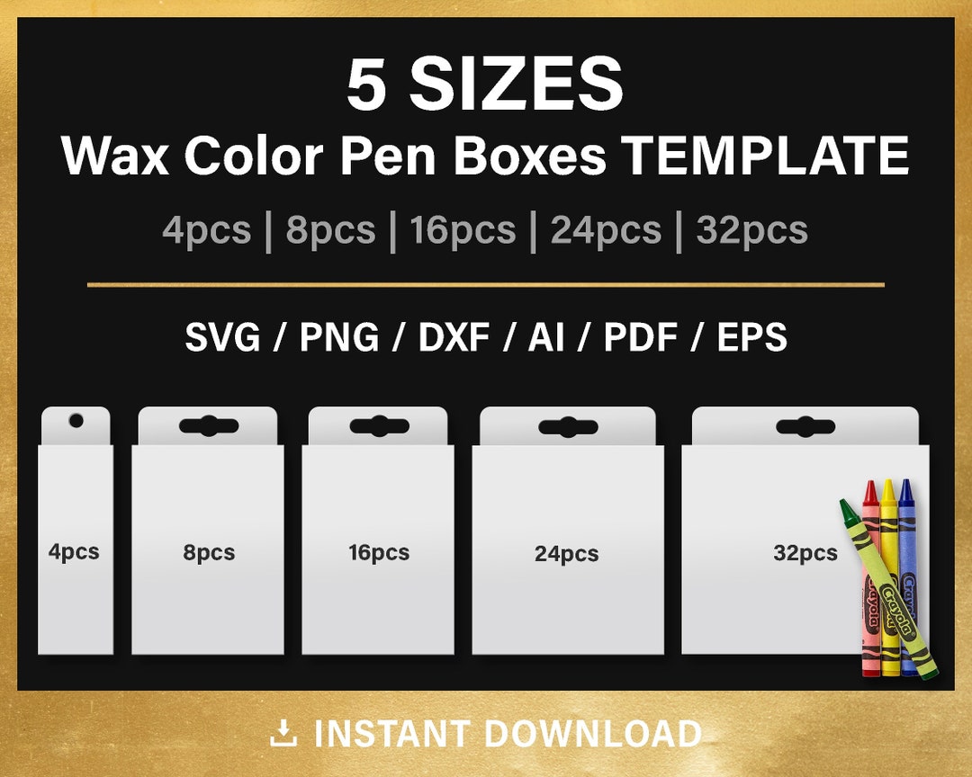 BUNDLE, Wax Color Pen Gift Box BLANK Template, DIY, Mini + Maxi, Crayon ...