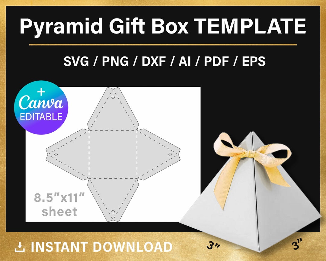 Pyramid Gift Box Template, DIY, Triangle Box, Wedding Favor Box, Png ...