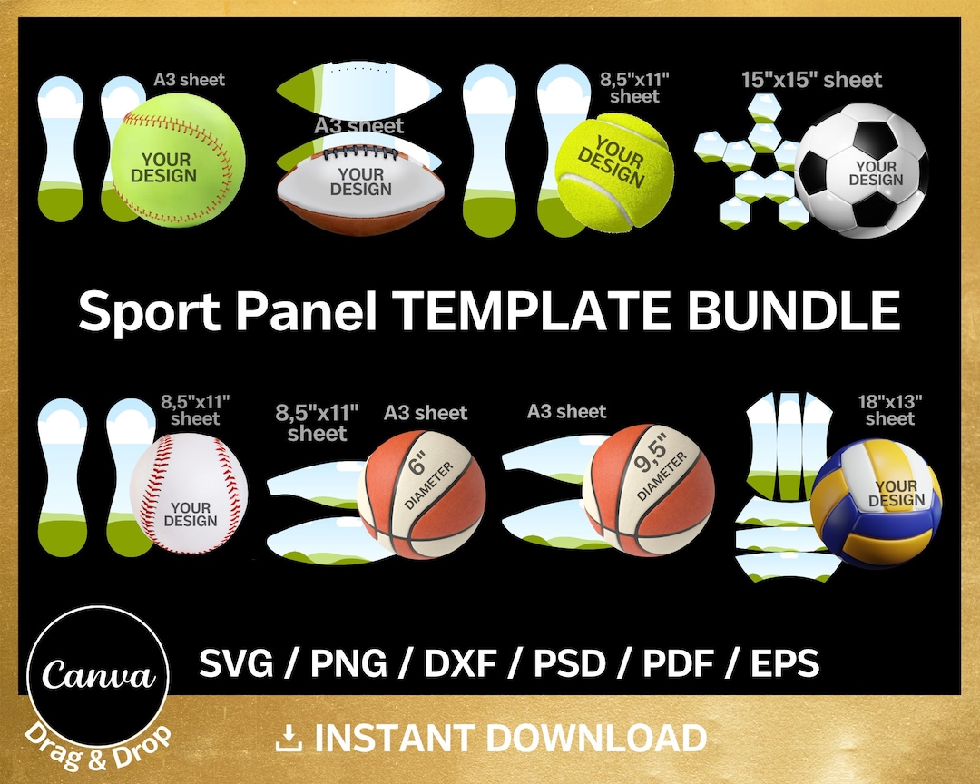 Sport Ball Panel Blank Template, BUNDLE, Custom Ball Wrap, DIY ...
