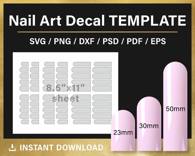 Round Nail BLANK Template 3 Sizes Nail Art Decal Custom | Etsy