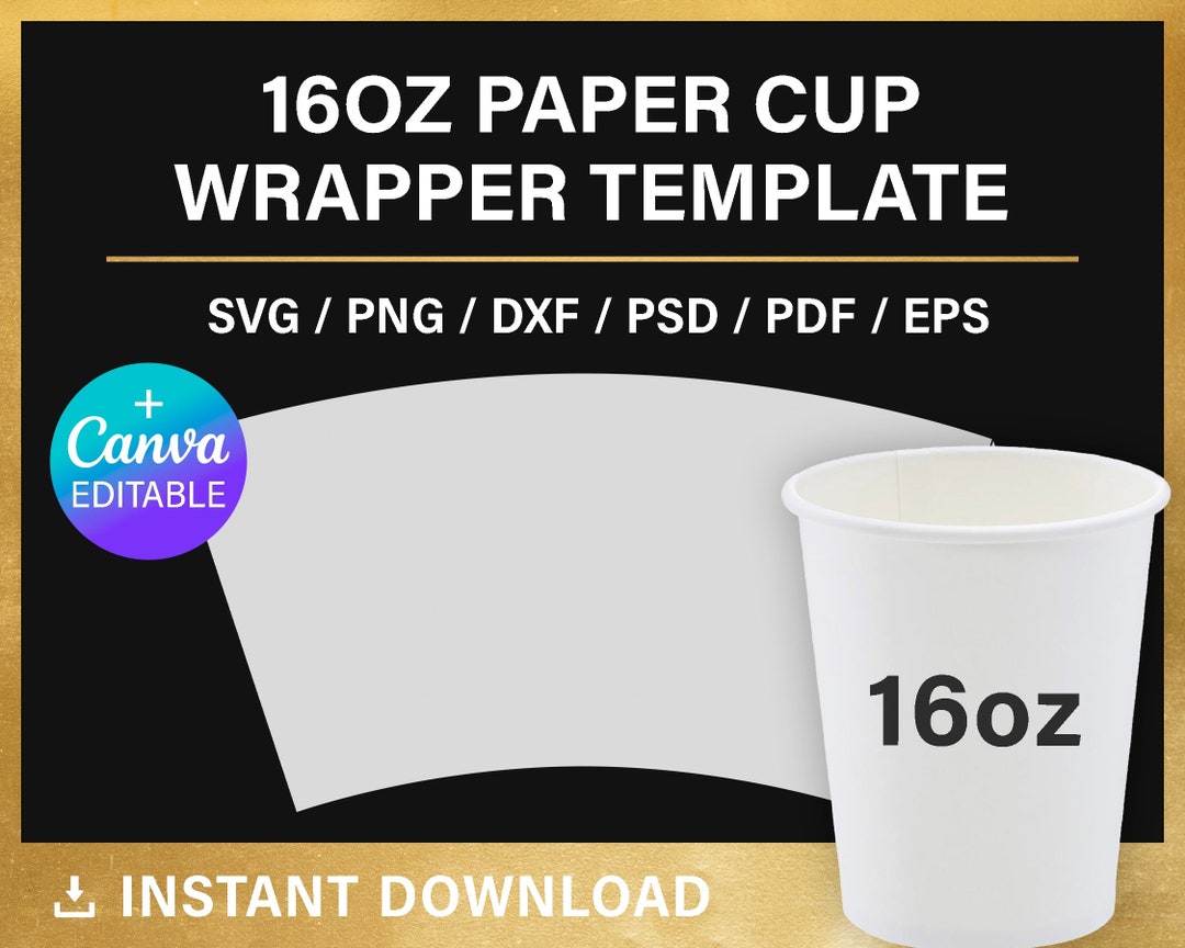 16oz Paper Cup BLANK Template, Full Wrap, Styrofoam Coffee Cup Template ...