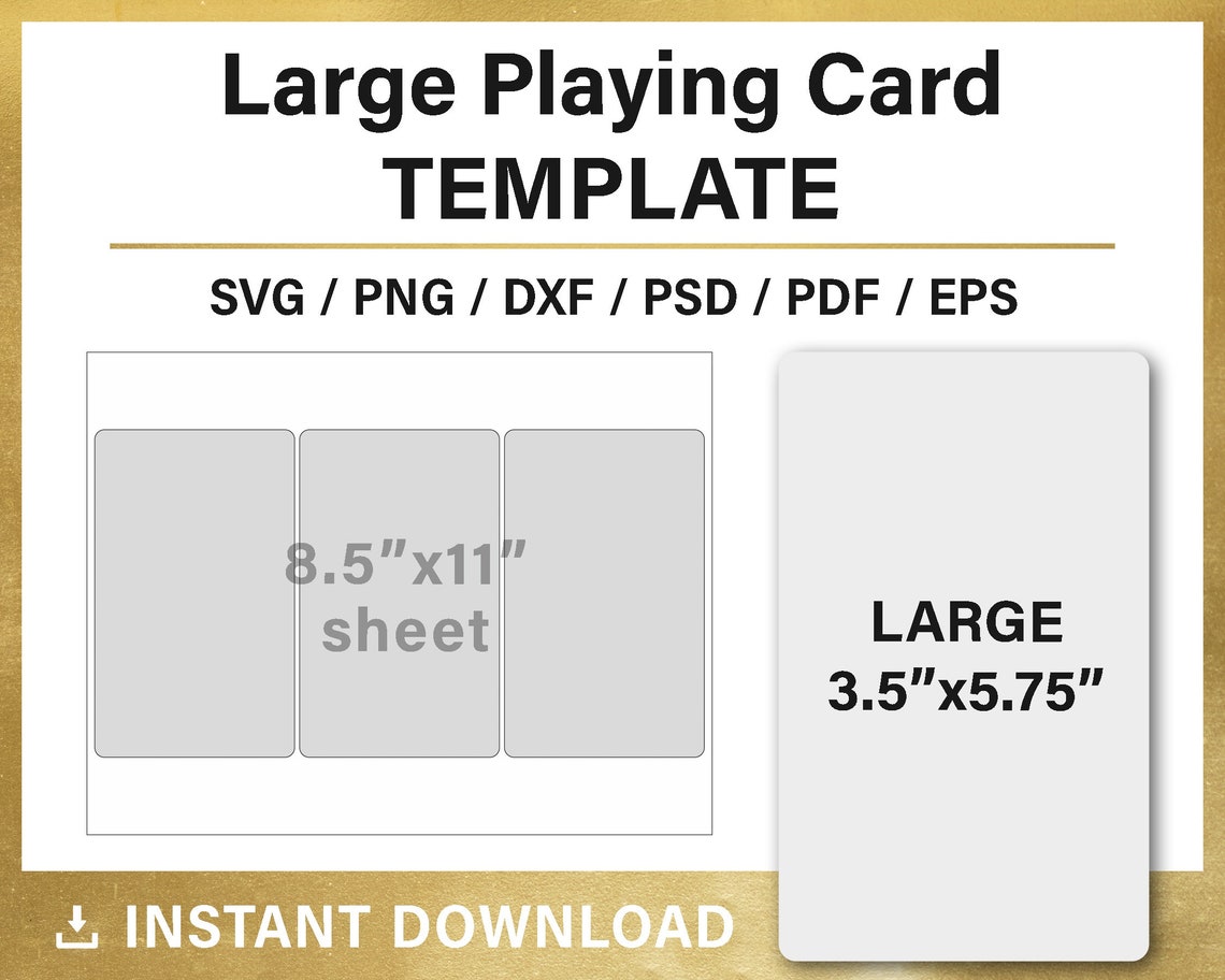 Playing Card Template BUNDLE 5 Sizes BLANK Template Svg | Etsy