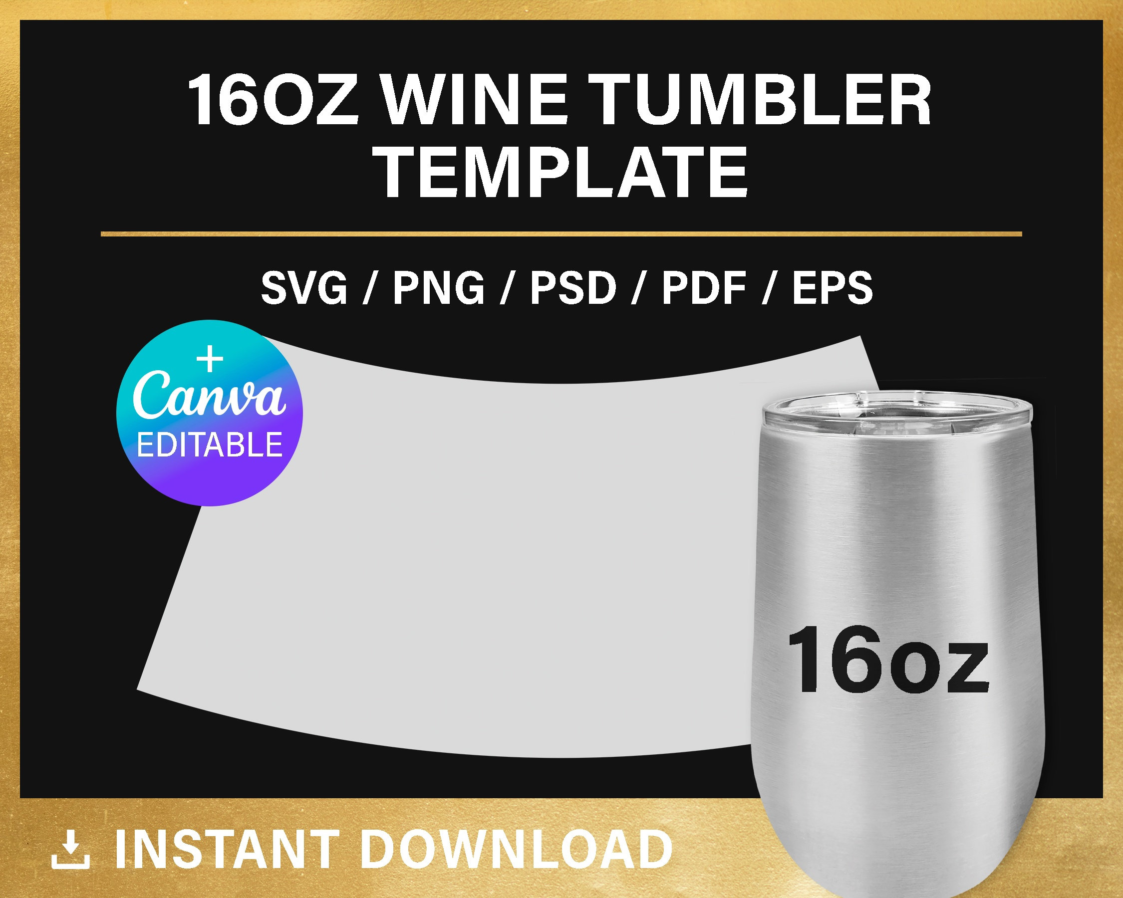 16oz Wine Tumbler, BLANK Template for Sublimation, Full Wrap, 16 Oz ...