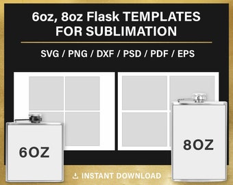 8oz Flask Template BLANK Template for Sublimation 8 Oz | Etsy