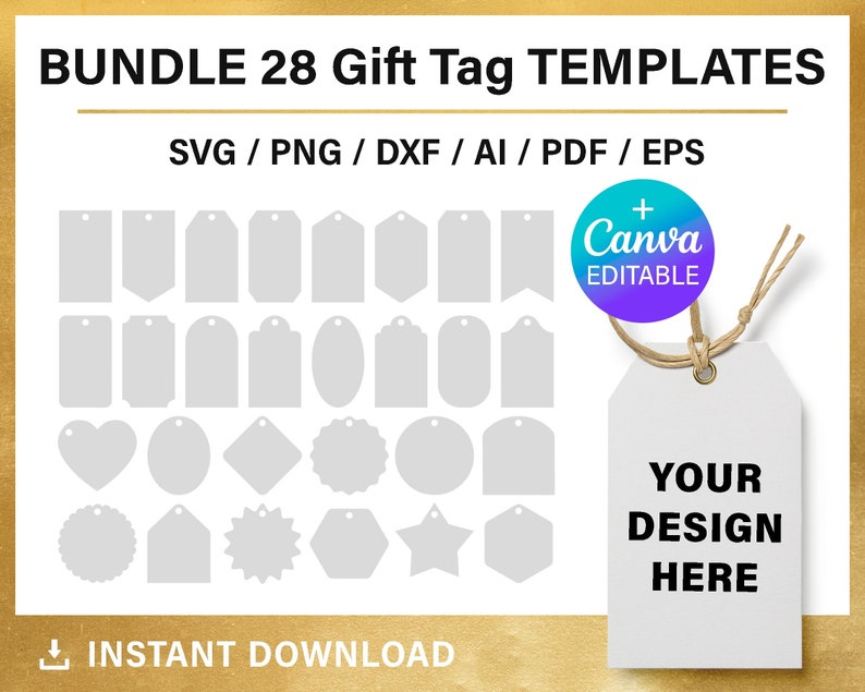 Gift Tags Blank Template, Svg, BUNDLE, Price Tags, DIY, Party Favor ...
