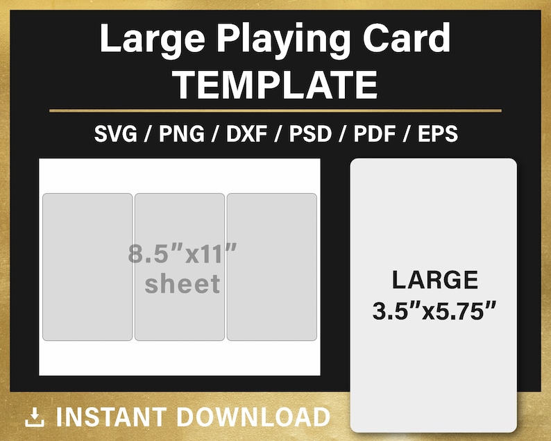 Playing Card Template BUNDLE 5 Sizes BLANK Template Svg - Etsy