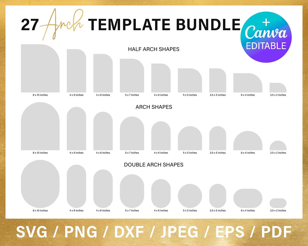 27 Arch SVG Template BUNDLE, Half | Full | Double Arch Shape, Svg, Png ...