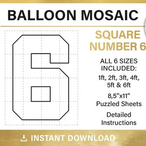 Square Number 6, Mosaic From Balloons, Tall, Six Number Template ...