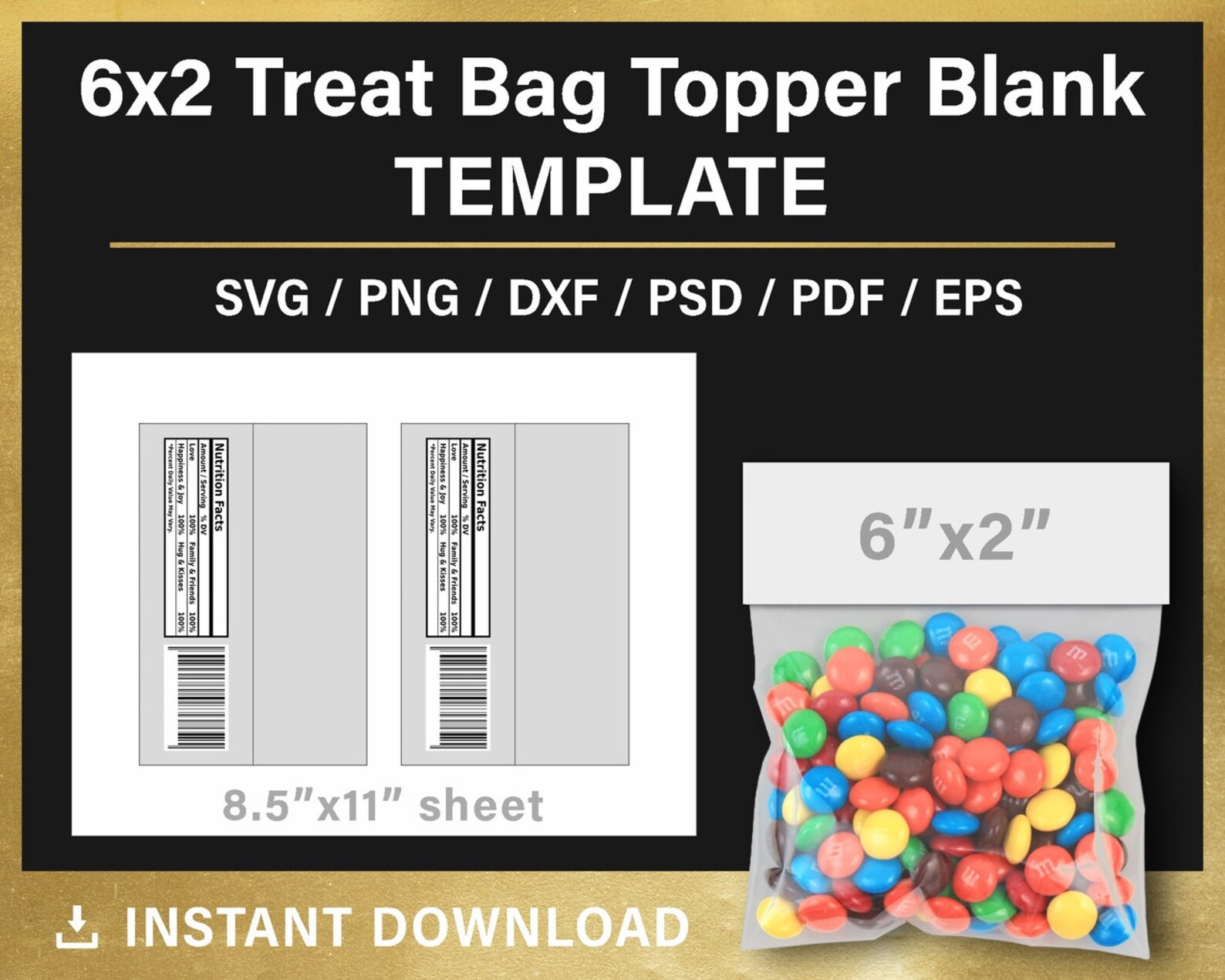 Treat Bag Topper BUNDLE Blank Label Template DIY Wrapper | Etsy