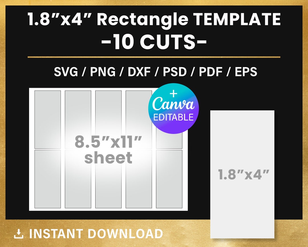 1.8x4 Inches Rectangle, BLANK Template, Sticker Template, Multipurpose ...