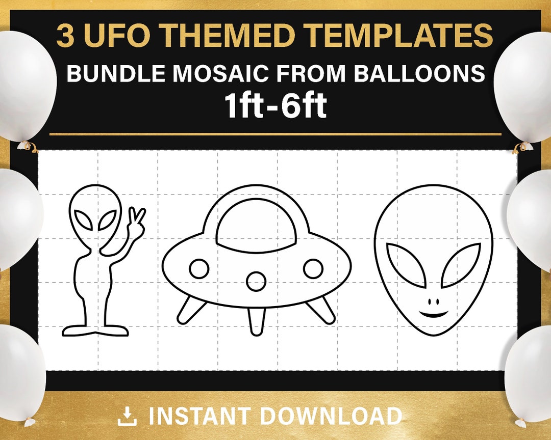 Alien Mosaic From Balloons BUNDLE, Diy Balloon Decor, Ufo, Mosaic Frame ...