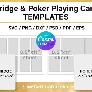 Playing Card Template, BUNDLE, 5 Sizes, BLANK Template, Svg, Dxf, Cut ...