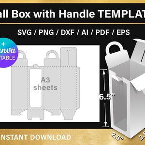 6 Tall Box Bundle, Blank Template, With Handle & With Window, DIY Gift ...
