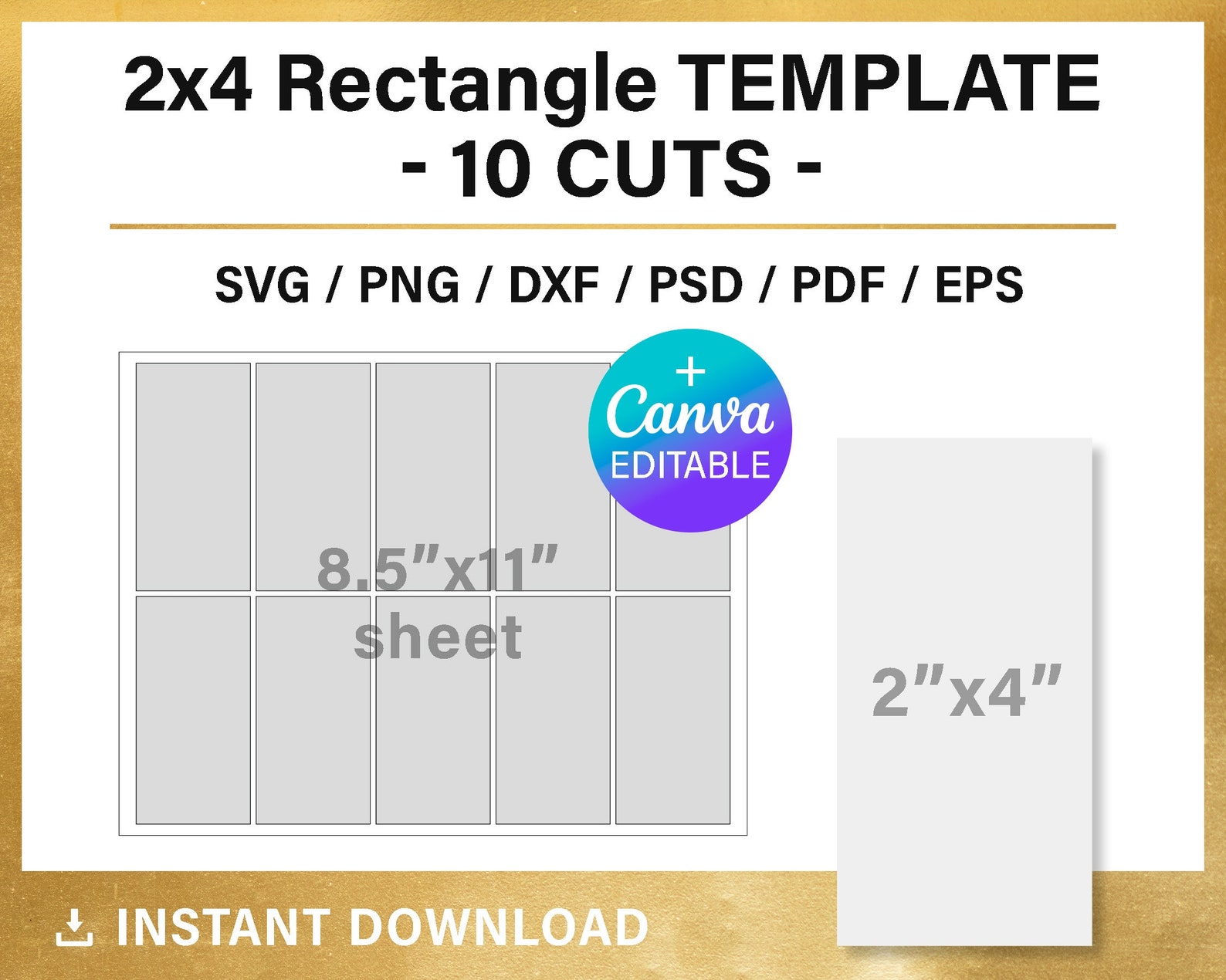 2x4 Inches Rectangle, BLANK Template, Sticker Template, Multipurpose ...