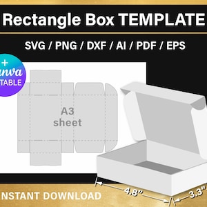 Rectangle Box Template, DIY, Shipping Box, BLANK Template, Classic Box ...