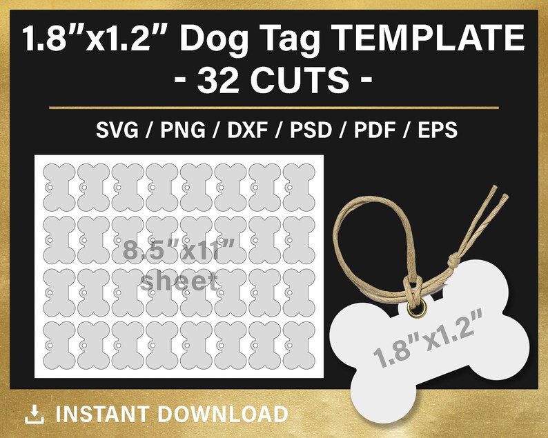 Dog Tag Template Bone Tag BLANK Template Dog Bone Tag SVG | Etsy