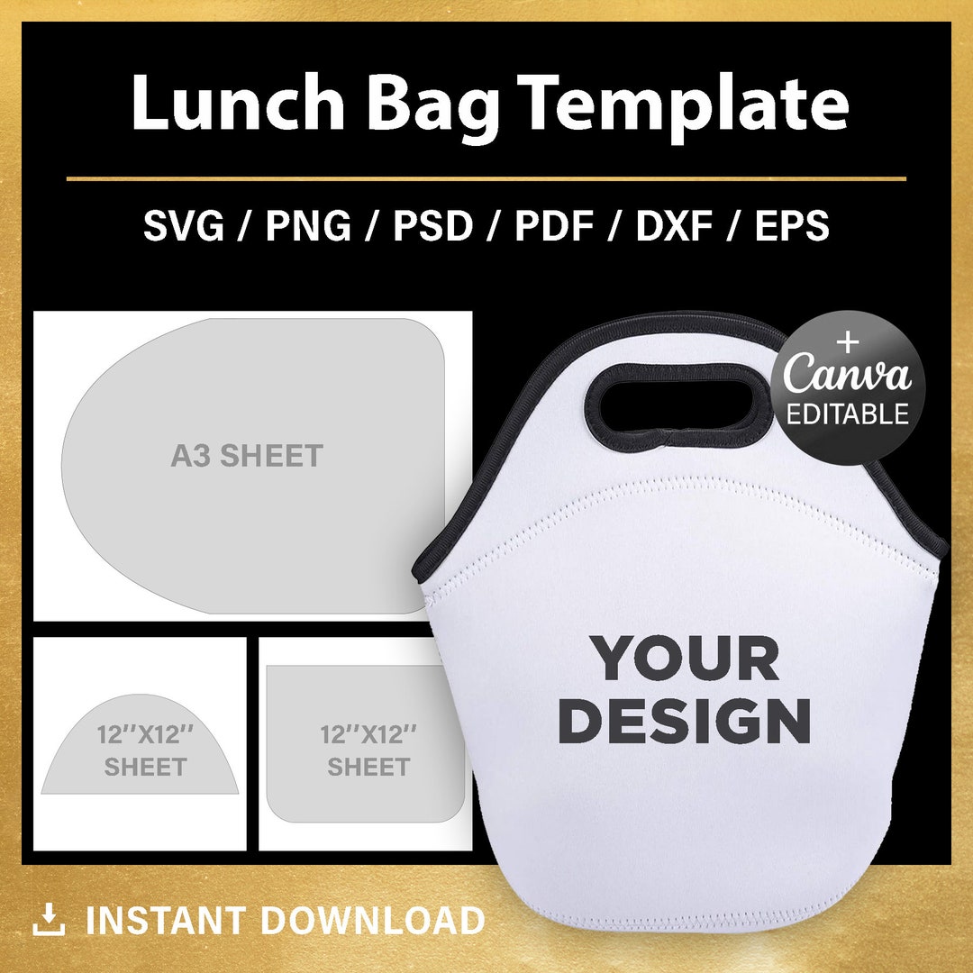 Lunch Bag Template, for Sublimation, Editable, Lunch Tote Template Svg ...