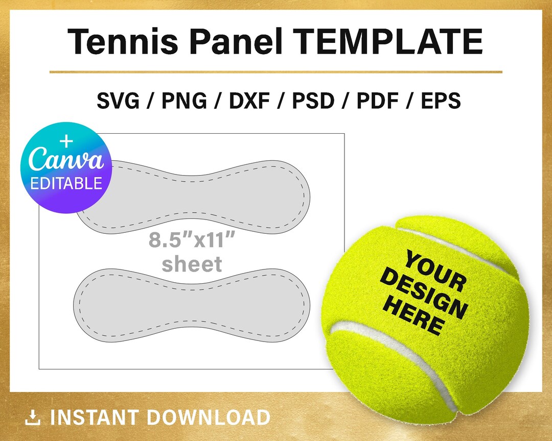 DIY Tennis Ball Wrap Blank Panel Template, Svg, Cricut, Png, Canva ...