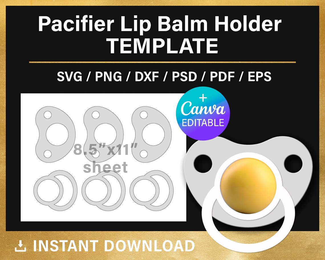 Pacifier Lip Balm Holder BLANK Template Baby Pacifier Shape - Etsy
