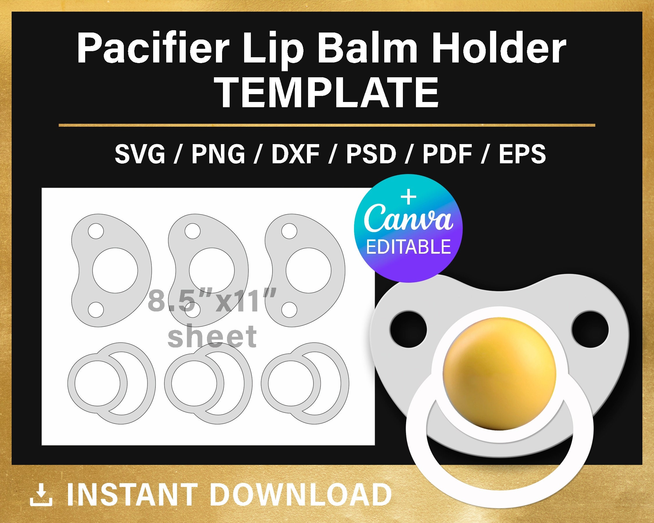 Pacifier Lip Balm Holder BLANK Template Baby Pacifier Shape - Etsy