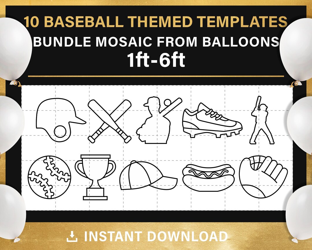 Baseball Mosaic From Balloons, BUNDLE, Baseball Theme Party Balloon ...
