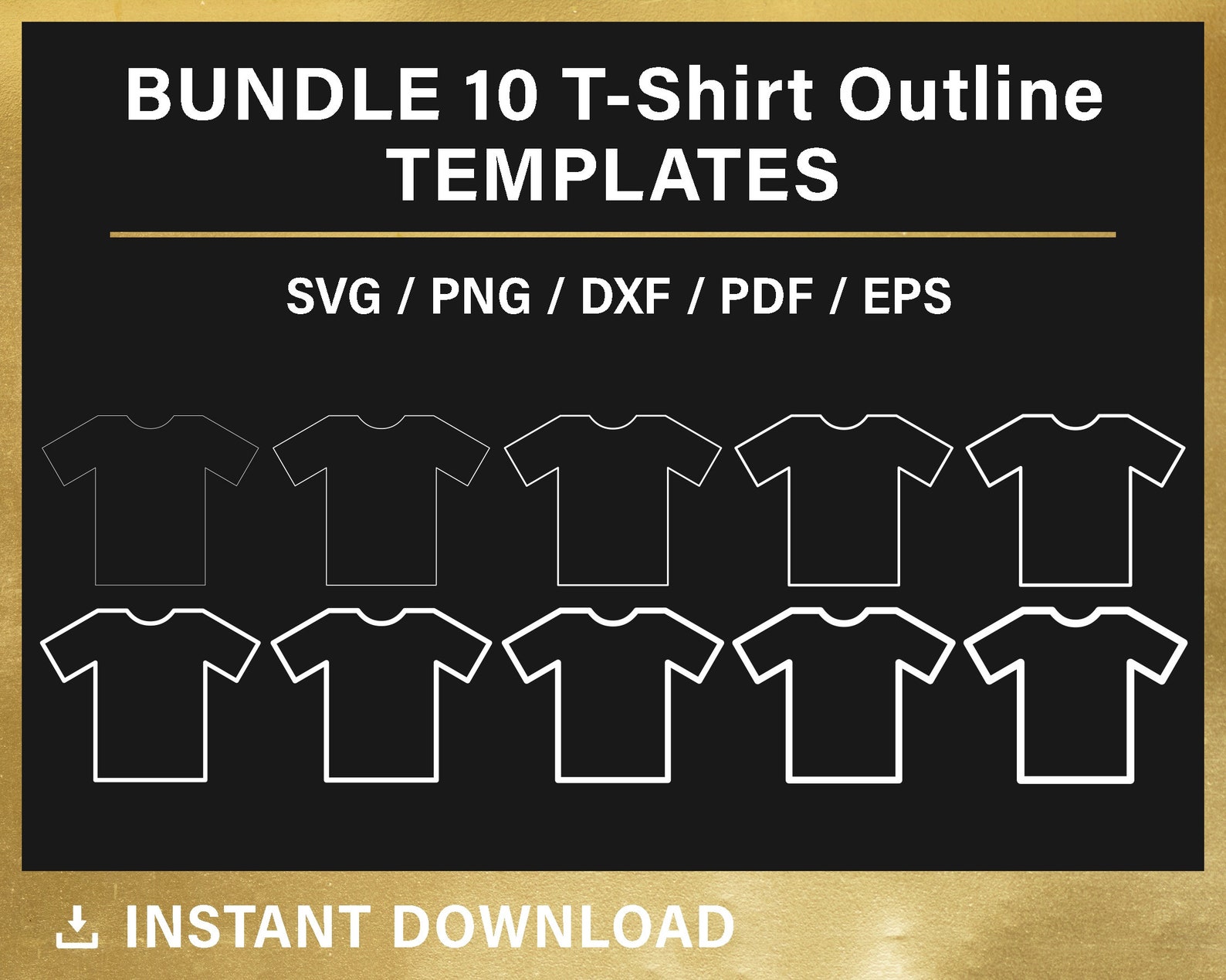 T-shirt Outline Svg BUNDLE 10 Tshirt Outlines Tsvg Cricut | Etsy