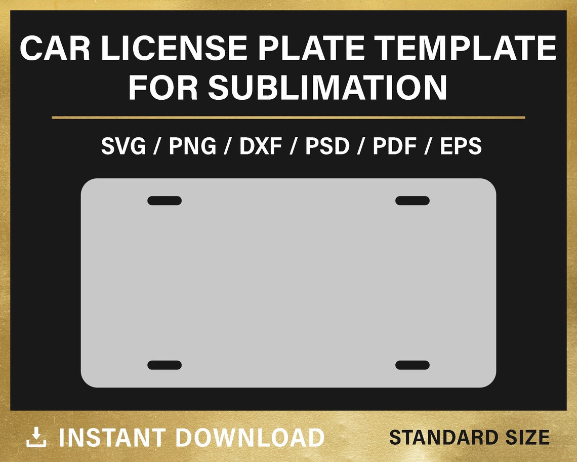 Car License Plate Template for Sublimation SVG PNG PSD - Etsy