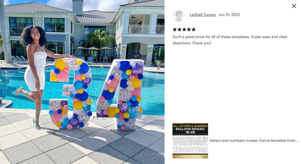 Number 4 Mosaic From Balloons Tall Four Number Template - Etsy