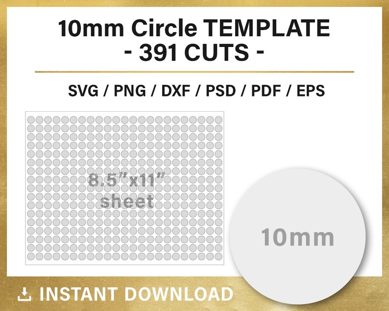 10 Mm Circle BLANK Template Round Sticker Template - Etsy