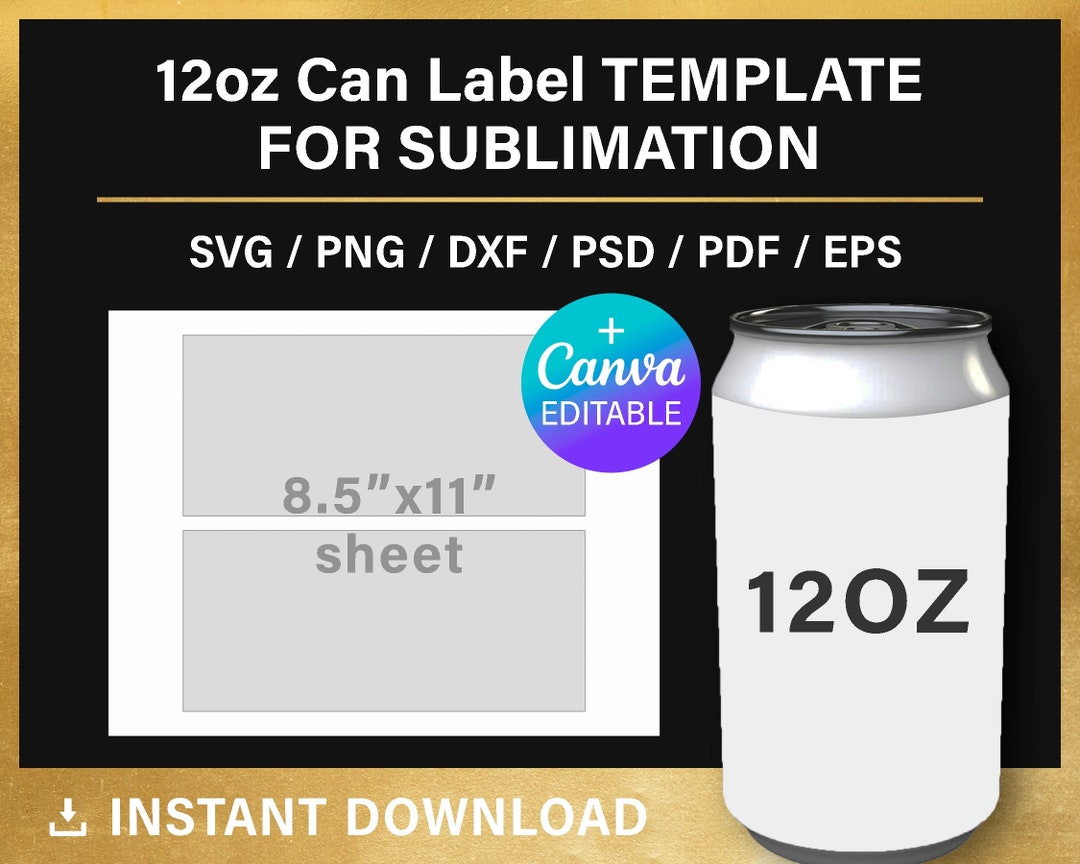 12oz Soda Can Full Wrap BLANK Template for Sublimation, Beer Can, DIY ...