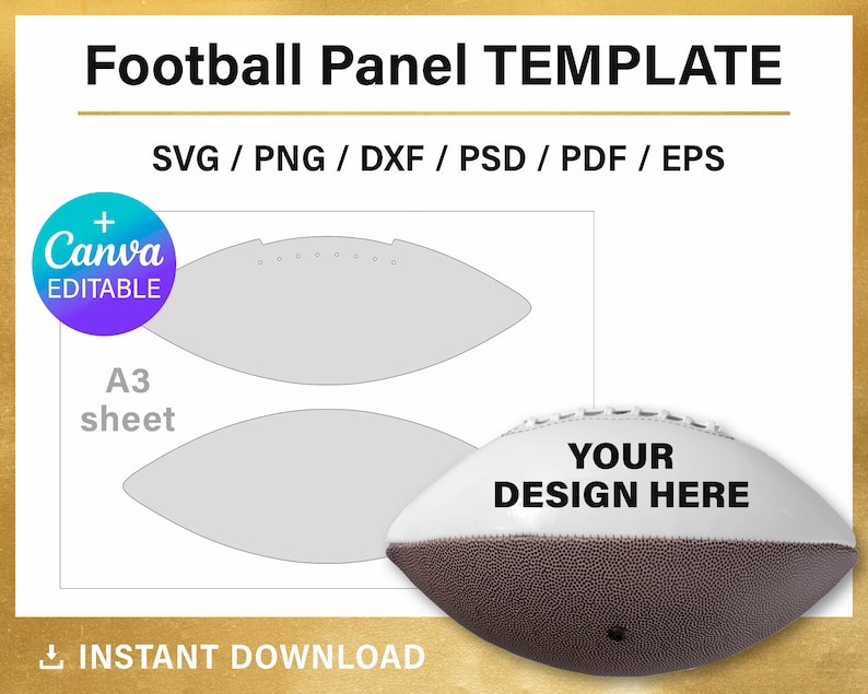 DIY Editable Football Panel BLANK Template Svg, Cricut, Png, Canva ...