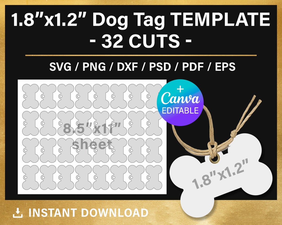 Dog Tag Template, Bone Tag, BLANK Template, Dog Bone Tag SVG ...