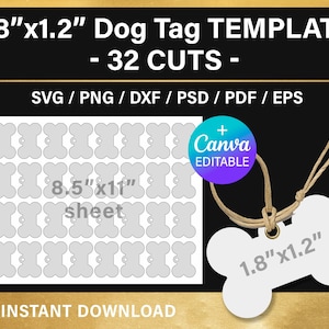 Dog Tag Template, Bone Tag, BLANK Template, Dog Bone Tag SVG ...