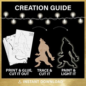 Werewolf Scene Lawn Decor, DIY, Halloween Outdoor Silhouette Template ...