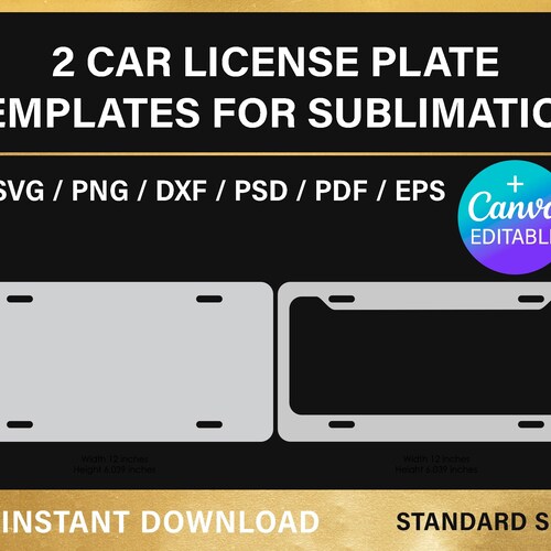 Car License Plate Frame Template BLANK Template for - Etsy