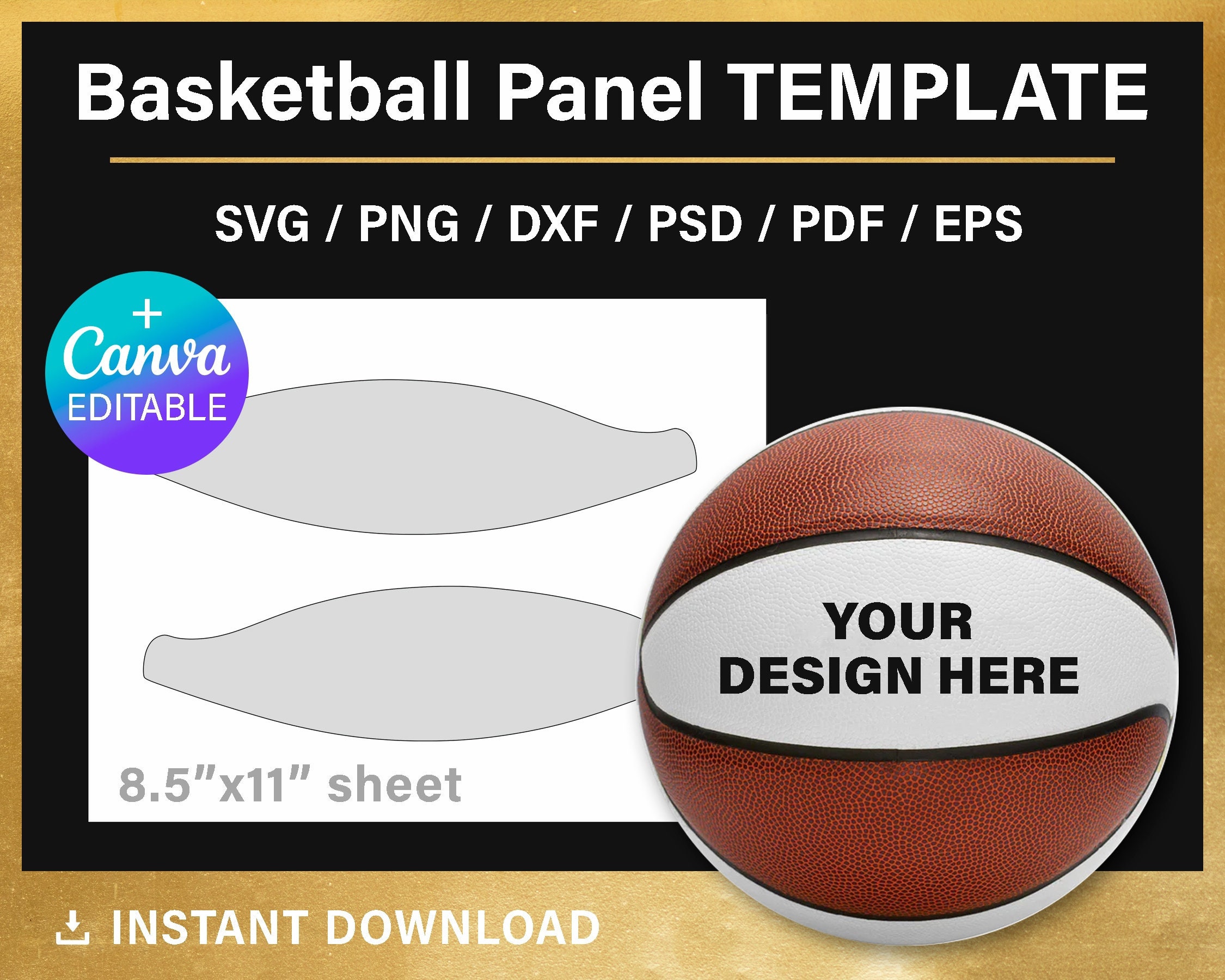 Basketball Panel BLANK Template, Custom Ball Wrap, DIY, Photo ...
