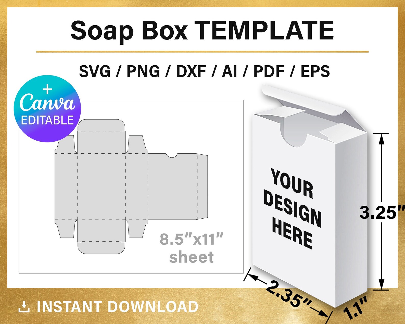 Soap Box Template, Soap Box Packaging, DIY, Custom, Png, Canva, Svg ...