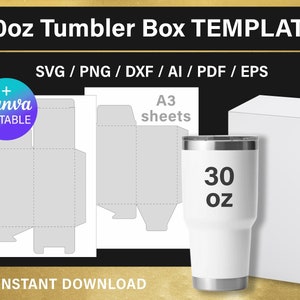 Tumbler Box Template, BUNDLE, Gift Box Template, 20oz Skinny Tumbler ...