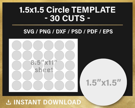 1.5x1.5 inches circle BLANK template round sticker template | Etsy