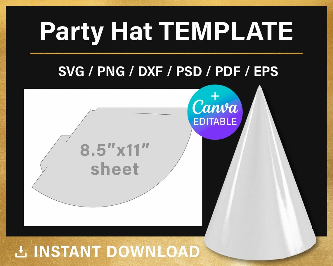 Party Hat Template Blank DIY Party Decorations Party - Etsy