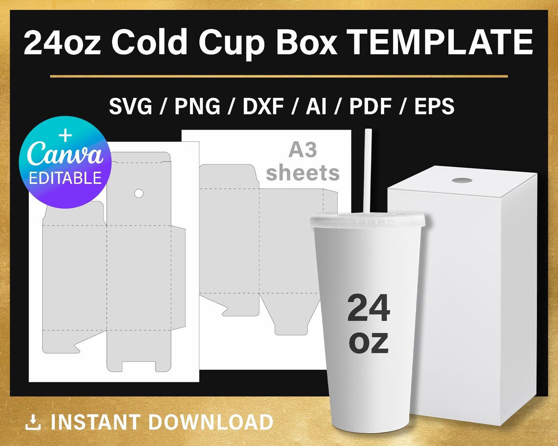 Tumbler Box Template, BUNDLE, Gift Box Template, 20oz Skinny Tumbler ...