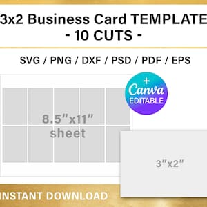 Business Card Template, 3"x2", BLANK Label Template, Svg, Png, Psd, Cut ...