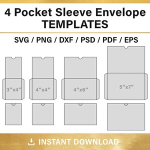 Pocket Sleeve Envelope Templates BUNDLE Blank Envelope SVG - Etsy