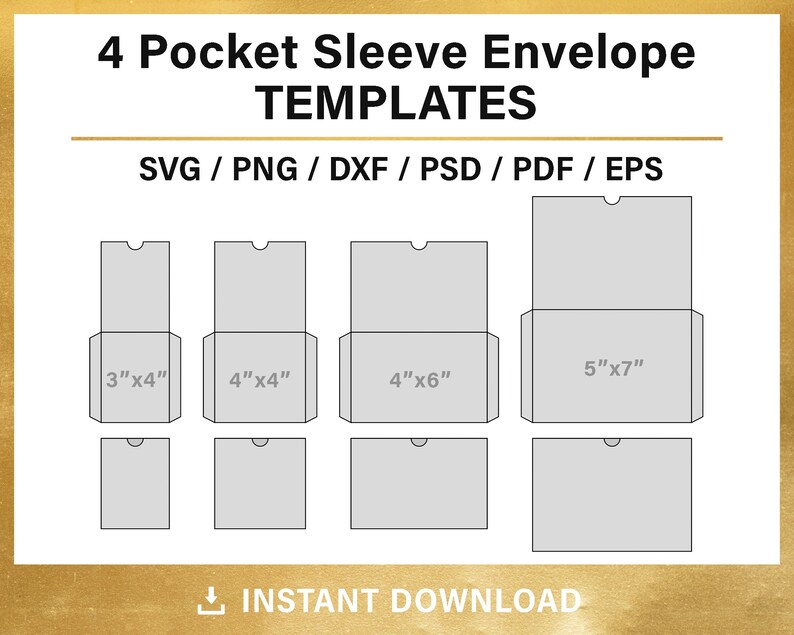 Pocket Sleeve Envelope Templates BUNDLE Blank Envelope SVG - Etsy