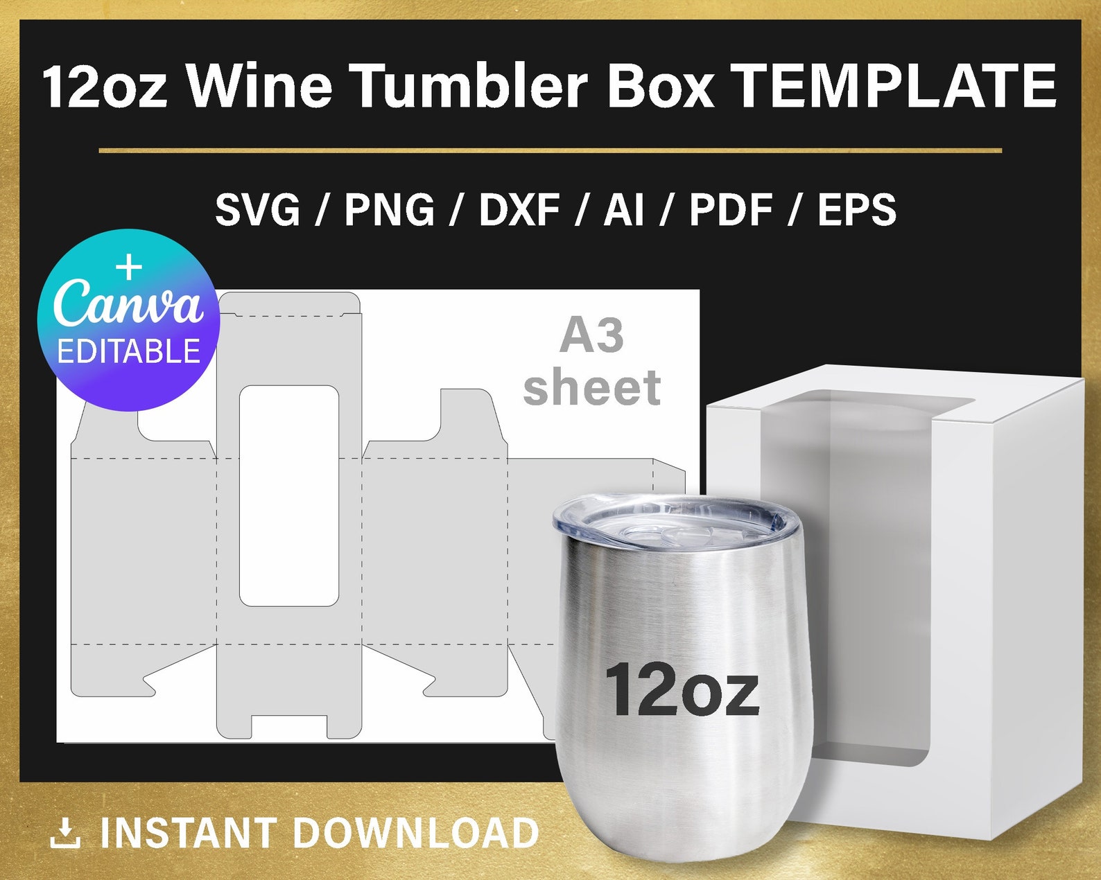 BIG BUNDLE, 14 Tumbler Box Template, DIY, Gift Box Template, 20oz ...