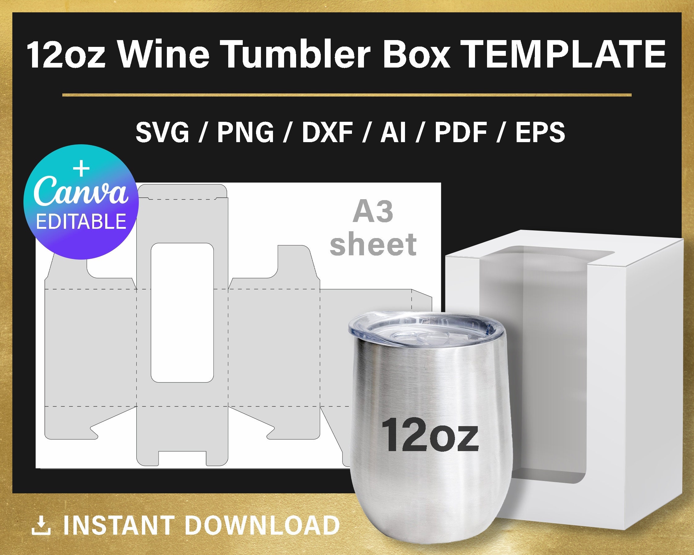 BIG BUNDLE, 14 Tumbler Box Template, DIY, Gift Box Template, 20oz ...