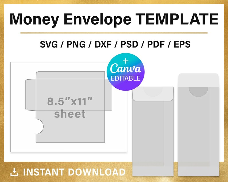 Money Envelope Template, Money Holder, Blank Template, Svg, Pdf, Cut ...